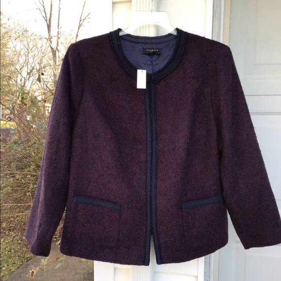 Talbots | Jackets & Coats | Nwt Talbots Navy Maroon Boiled Wool Lined ...